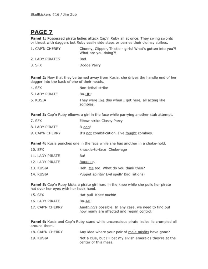 Comic Writing Part Six- Writin’ ‘Bout Fightin’ | Zub Tales